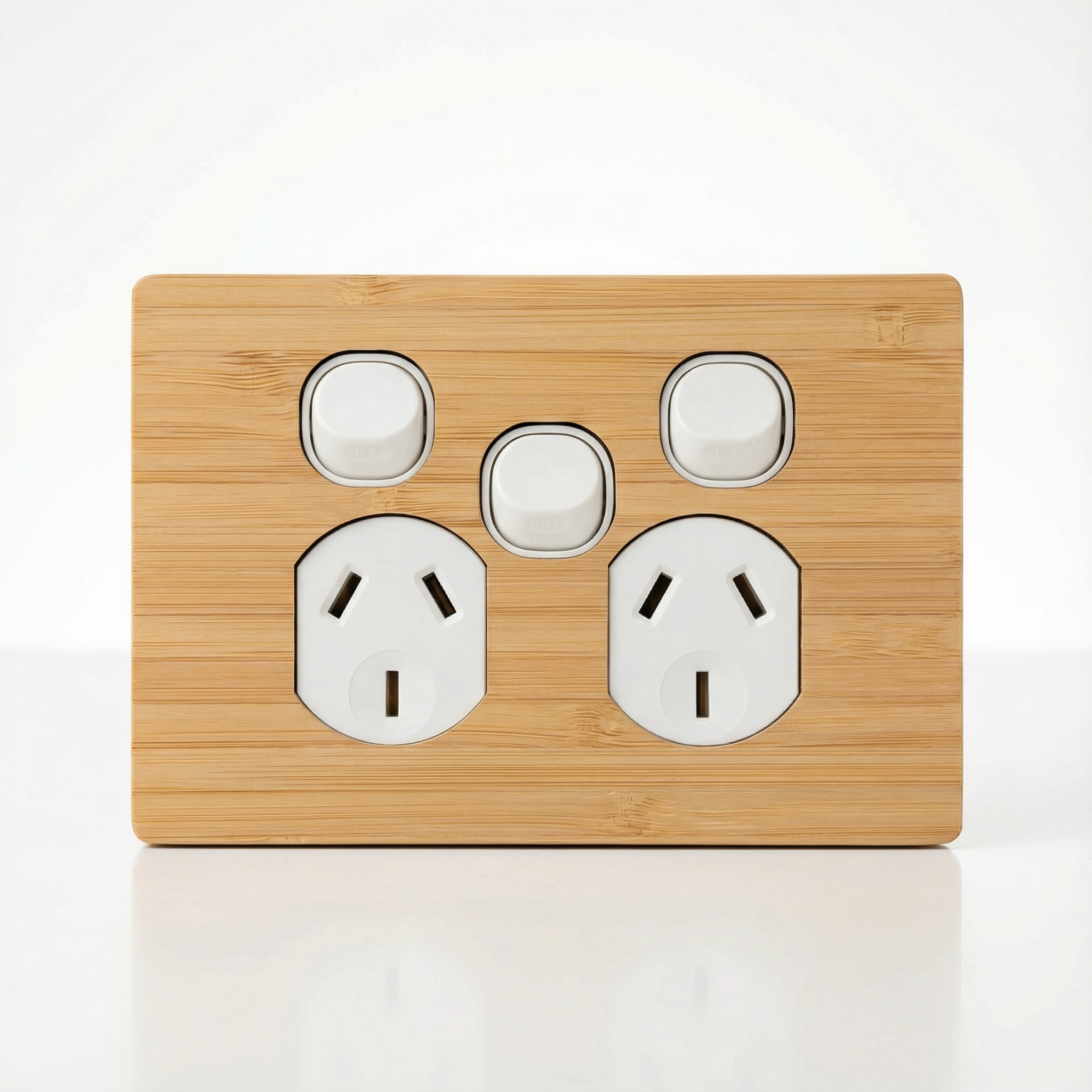 Bamboo Double Outlet with Centre Switch – Timber Plates